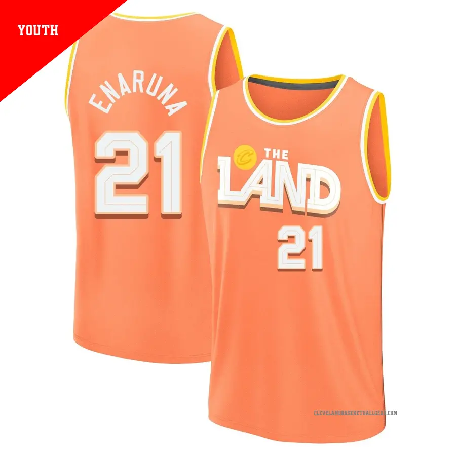 #21 Youth Tristan Enaruna Cleveland Cavaliers 2025/26 Authentic Orange ...